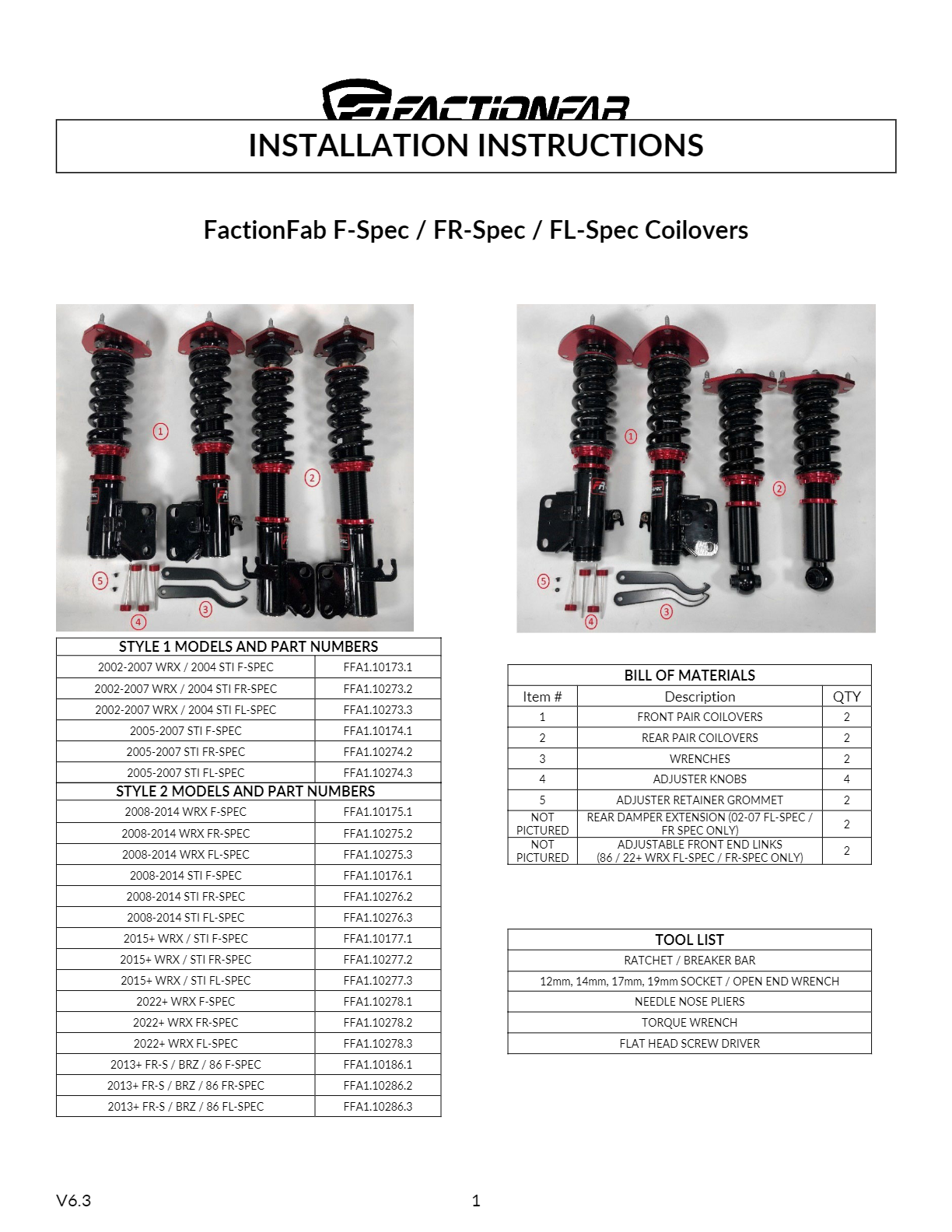Factionfab coilovers wrx store